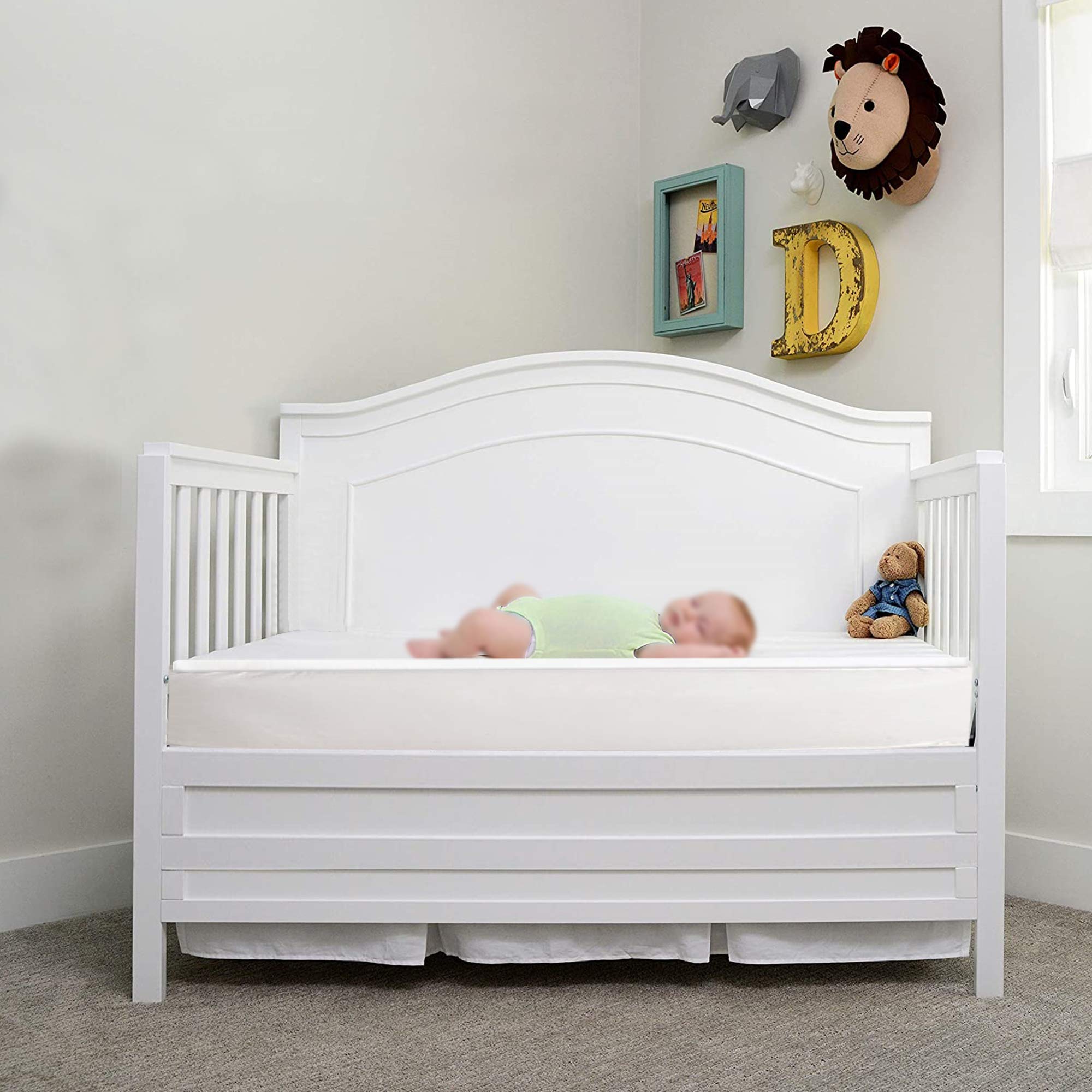 Mayton, 4-Inch Waterproof Toddler & Baby Crib Mattress, Breathable & Removable Cover, CertiPUR-US Certified, 27 x 52 x 4, White.