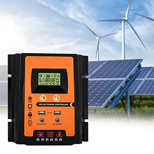 MPPT Solar Charge Controller, 12V/24V 30A/50A/70A Solar Panel Battery Regulator Charge Controller Dual USB LCD Display Solar Power Battery Controller