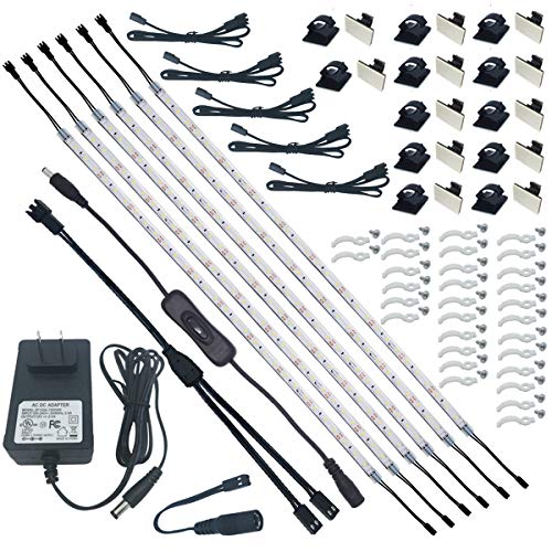 Litever Under Cabinet Light, 6 PCS 20 Inches Flexible LED Strips with Power Adapter, 24W,1800 Lumen, Daylight 5000K. Suitable for Kitchen Cabinets, Counters, Under Shelf, Closets (6-Strip-5000K)