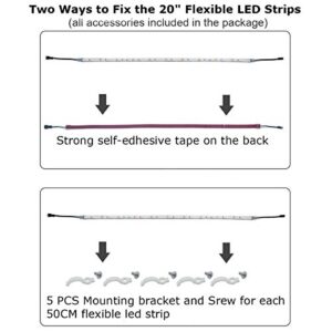 Litever Under Cabinet Light, 6 PCS 20 Inches Flexible LED Strips with Power Adapter, 24W,1800 Lumen, Daylight 5000K. Suitable for Kitchen Cabinets, Counters, Under Shelf, Closets (6-Strip-5000K)