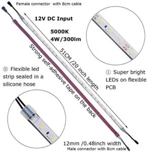 Litever Under Cabinet Light, 6 PCS 20 Inches Flexible LED Strips with Power Adapter, 24W,1800 Lumen, Daylight 5000K. Suitable for Kitchen Cabinets, Counters, Under Shelf, Closets (6-Strip-5000K)