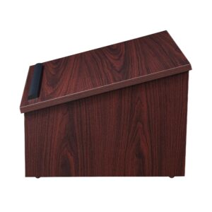 OEF Furnishings Portable Tabletop Lectern with Bookstop and Storage Shelf, Mahogany