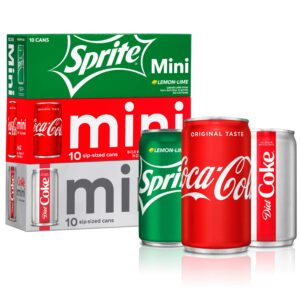 coca-cola mini can variety pack, 7.5 fl oz, pack of 30 (10 each: coke classic, diet coke, sprite),, 7.5 fl oz ()