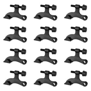 door stopper hinge, black 12 pack - heavy duty adjustable hinge pin door stop hardware with rubber bumper tips