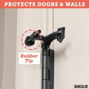 Door Stopper Hinge, Black 12 Pack - Heavy Duty Adjustable Hinge Pin Door Stop Hardware with Rubber Bumper Tips