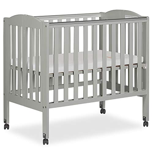 Dream On Me 2 in 1 Folding Portable Crib in Cool Grey, Greenguard Gold Certified , 40x26x38 Inch (Pack of 1)