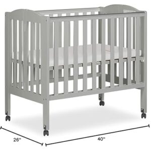 Dream On Me 2 in 1 Folding Portable Crib in Cool Grey, Greenguard Gold Certified , 40x26x38 Inch (Pack of 1)