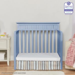 Dream On Me Harbor 4-in-1 Convertible Mini Crib in Dusty Blue, Greenguard Gold Certified