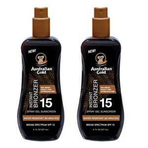 australian gold spf 15 spray gel bronzer, 16 fl oz, (pack of 2)