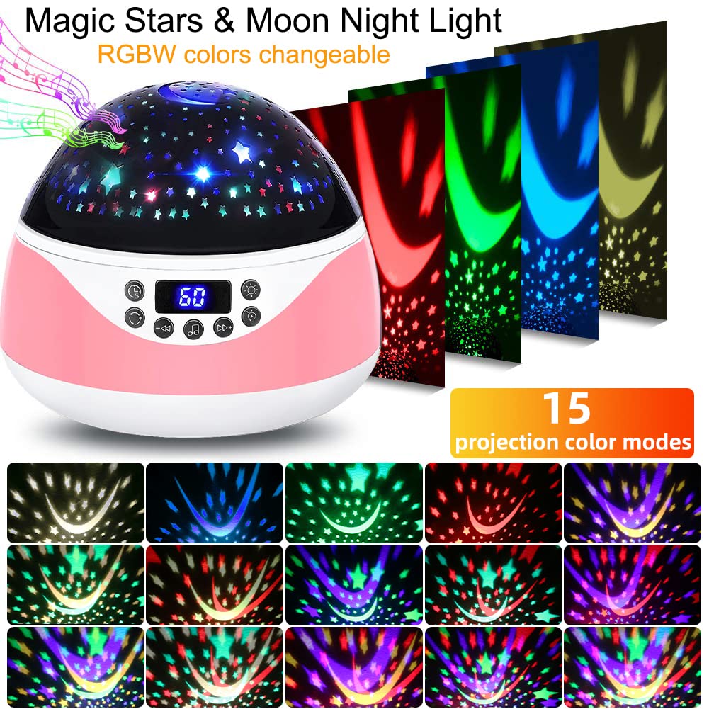 RTOSY Star Projector Night Light for Kids with Music & Timer, Baby Sleep Soothing Remote Control Music Projection Night Light, Great Holiday Gifts for Kids