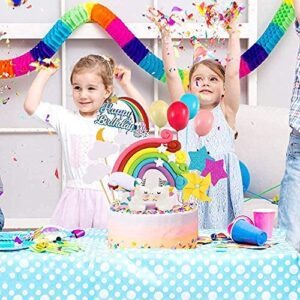 22pcs Unicorn Cake Topper Kit Cloud Rainbow Balloon Happy Birthday Banner Cake Decoration For Boy Girl Kid Birthday