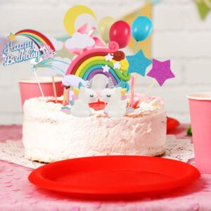 22pcs Unicorn Cake Topper Kit Cloud Rainbow Balloon Happy Birthday Banner Cake Decoration For Boy Girl Kid Birthday