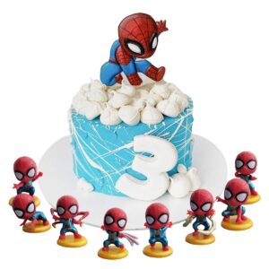 Spiderman Cake Toppers Picks for Kids Birthday Party, Baby Shower Cake Decorations (Spiderman 8pcs)