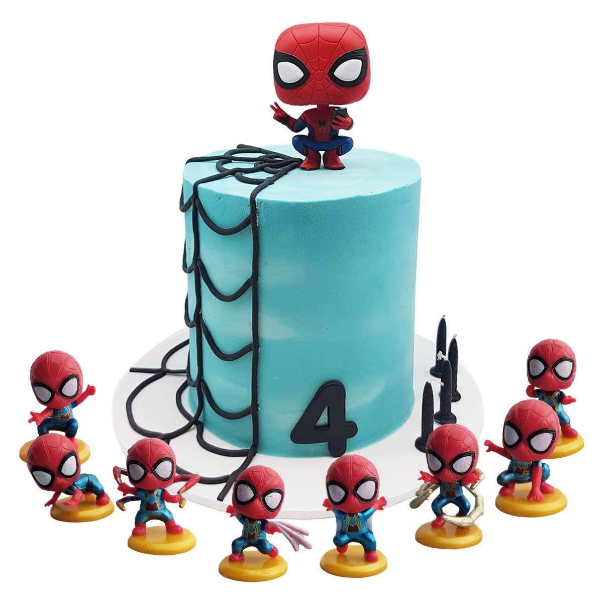 Spiderman Cake Toppers Picks for Kids Birthday Party, Baby Shower Cake Decorations (Spiderman 8pcs)