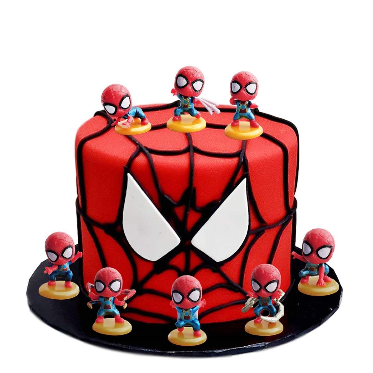 Spiderman Cake Toppers Picks for Kids Birthday Party, Baby Shower Cake Decorations (Spiderman 8pcs)