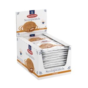 Daelmans Stroopwafel Caramel - The Original Stroopwafels, Toasted Dutch Waffle Cookies w/a Creamy & Buttery Filling, Made In Holland, Individually Wrapped - Caramel Cookie Waffles, 24 Count