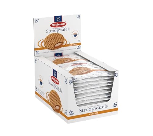 Daelmans Stroopwafel Caramel - The Original Stroopwafels, Toasted Dutch Waffle Cookies w/a Creamy & Buttery Filling, Made In Holland, Individually Wrapped - Caramel Cookie Waffles, 24 Count