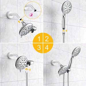 SunCleanse 35 Setting 3-Way Shower Head Combo & Rain Shower Separately or Together, Dual 2 In 1 Shower Head Set 71 Inches Extra Long Shower Hose，Polished Chrome