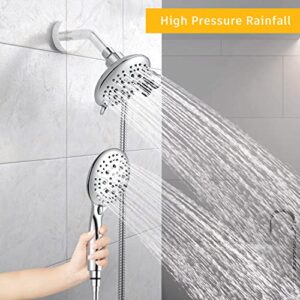 SunCleanse 35 Setting 3-Way Shower Head Combo & Rain Shower Separately or Together, Dual 2 In 1 Shower Head Set 71 Inches Extra Long Shower Hose，Polished Chrome