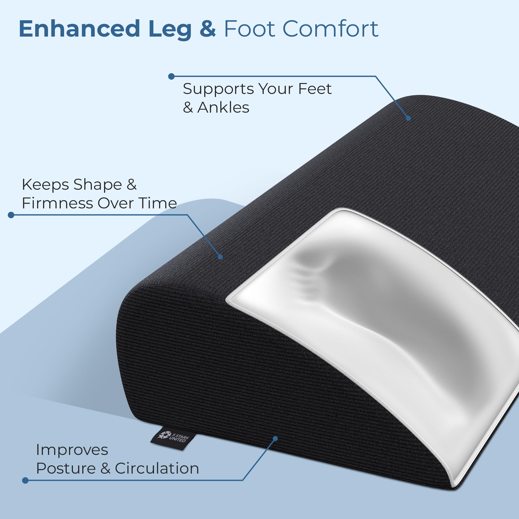 Foot Rest Under Desk Cushion - Teardrop Curve Design - Ergonomic Pad for Extra Leg Support - Breathable Mesh Cover - Non-Slip Bottom - Foot Stool for Home and Office