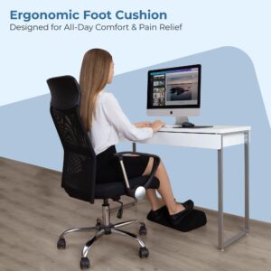 Foot Rest Under Desk Cushion - Teardrop Curve Design - Ergonomic Pad for Extra Leg Support - Breathable Mesh Cover - Non-Slip Bottom - Foot Stool for Home and Office