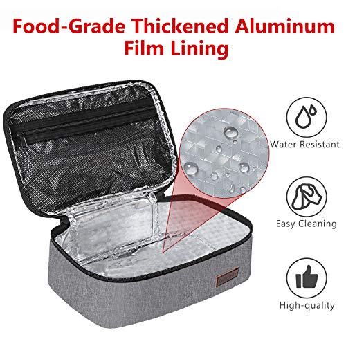 Gloppie Small Lunch Bag Mini Lunch Box Insulated Lunch Bag for Men Women Petty Lunch Box Adult Portable Lunch Pail Thermal Lunch Containers Reusable Snack Bags Loncheras Para Hombres Grey