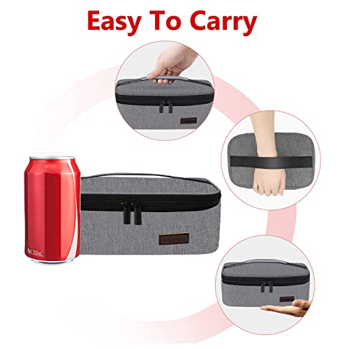 Gloppie Small Lunch Bag Mini Lunch Box Insulated Lunch Bag for Men Women Petty Lunch Box Adult Portable Lunch Pail Thermal Lunch Containers Reusable Snack Bags Loncheras Para Hombres Grey