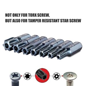 ARUCMIN 16-Piece Security Torx Bit Set T5-T50, Tamper Resistant Star Bits Set S2 Steel with a 1/4" Adaptor