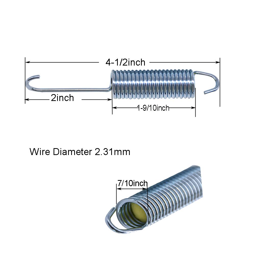 Lingtoolator er Sofa Chair Bed Springs Replacement 4-1/2 inch Mechanism Tension Spring for Furniture (Pack of 2) 26 Turns