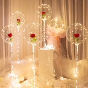 Party Led Balloons, 18 Packs Light Up Balloon Battery Included 3 Meters String Lights Inflated Size 22 Inches Clear Balloon, for Birthday Party Wedding Decorations (Warm White)