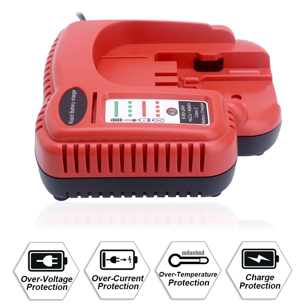 Elefly BDFC240 Battery Charger Compatible with Black and Decker 18V 14.4V 12V 9.6V 24V NiCD NiMH Battery HPB18 HPB18-OPE HPB14 HPB12 HPB96 HPB24, Replacement for Black and Decker 18V Charger