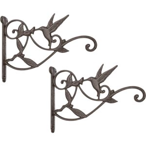 mkono hanging plant bracket hook iron decorative plant hanger for flower basket bird feeder wind chime lanterns, 2 pack