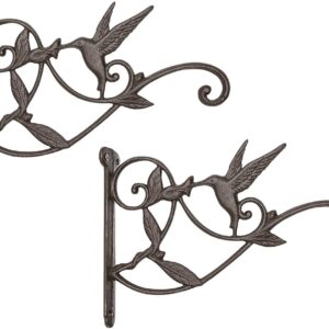 Mkono Hanging Plant Bracket Hook Iron Decorative Plant Hanger for Flower Basket Bird Feeder Wind Chime Lanterns, 2 Pack