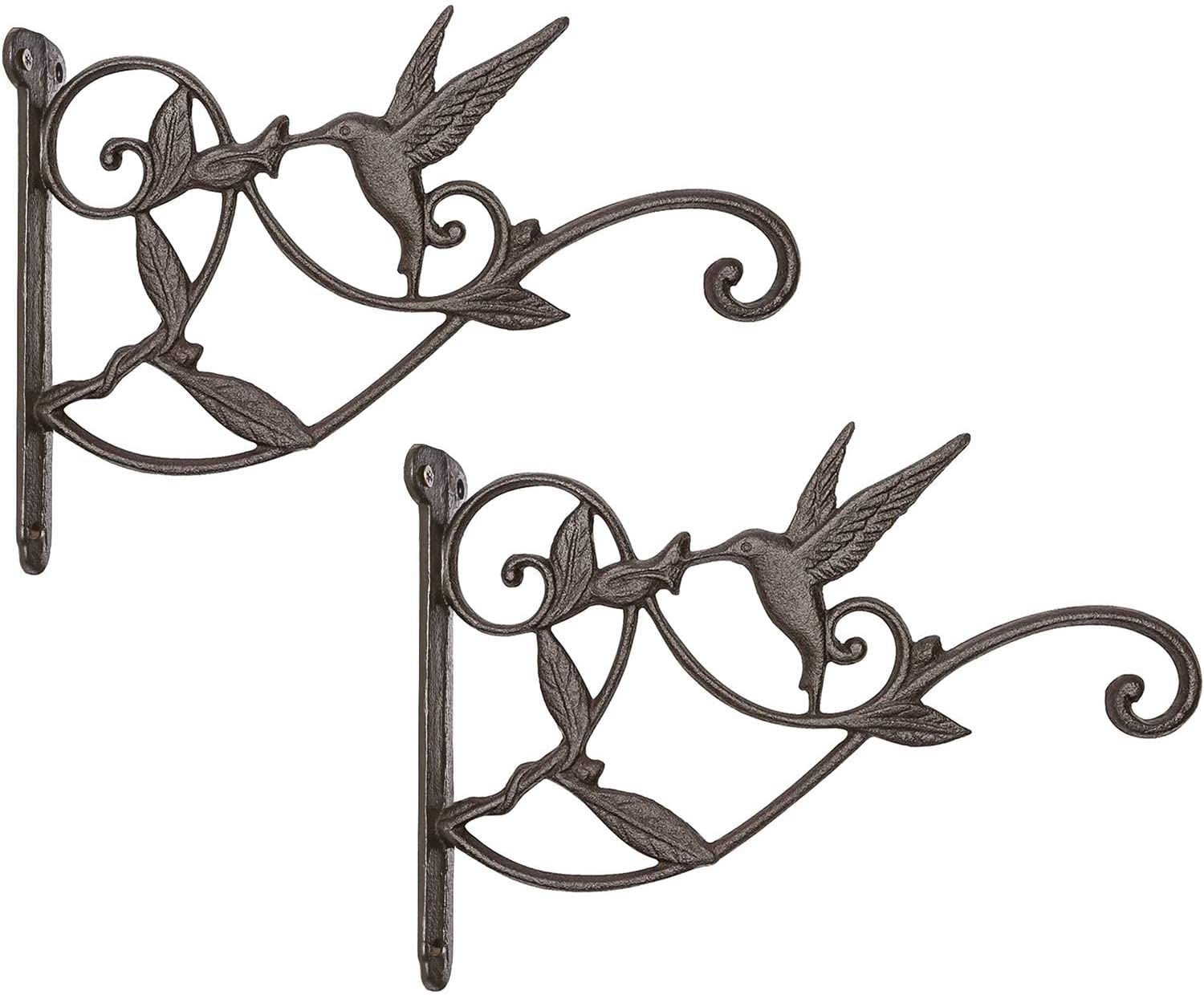 Mkono Hanging Plant Bracket Hook Iron Decorative Plant Hanger for Flower Basket Bird Feeder Wind Chime Lanterns, 2 Pack