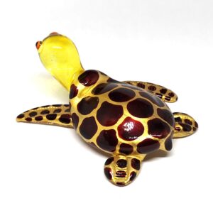 ZOOCRAFT Collectible Sea Turtle Blown Art Glass Figurine Coastal Beach Home Decoration Blown