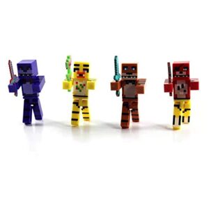 4 pack pixels miner cake topper action figures toys for the pixels miner party supplies