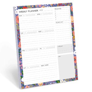 minimalmart weekly planner with 52 undated 8.5 x 11 tear-off sheets, floral weekly vibrant calendar, organizer, scheduler, productivity tracker, priority task, weekly goal, to-do list