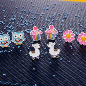 Nickel Free Kids Animal Earrings for Girls Hypoallergenic Pack - Cute Heart Shape Birthday Gifts for Teens 10 11 12 13 year old girl