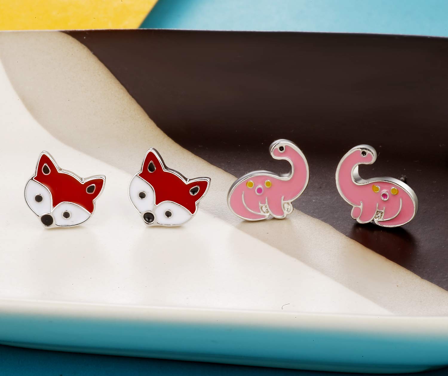 Nickel Free Kids Animal Earrings for Girls Hypoallergenic Pack - Cute Heart Shape Birthday Gifts for Teens 10 11 12 13 year old girl