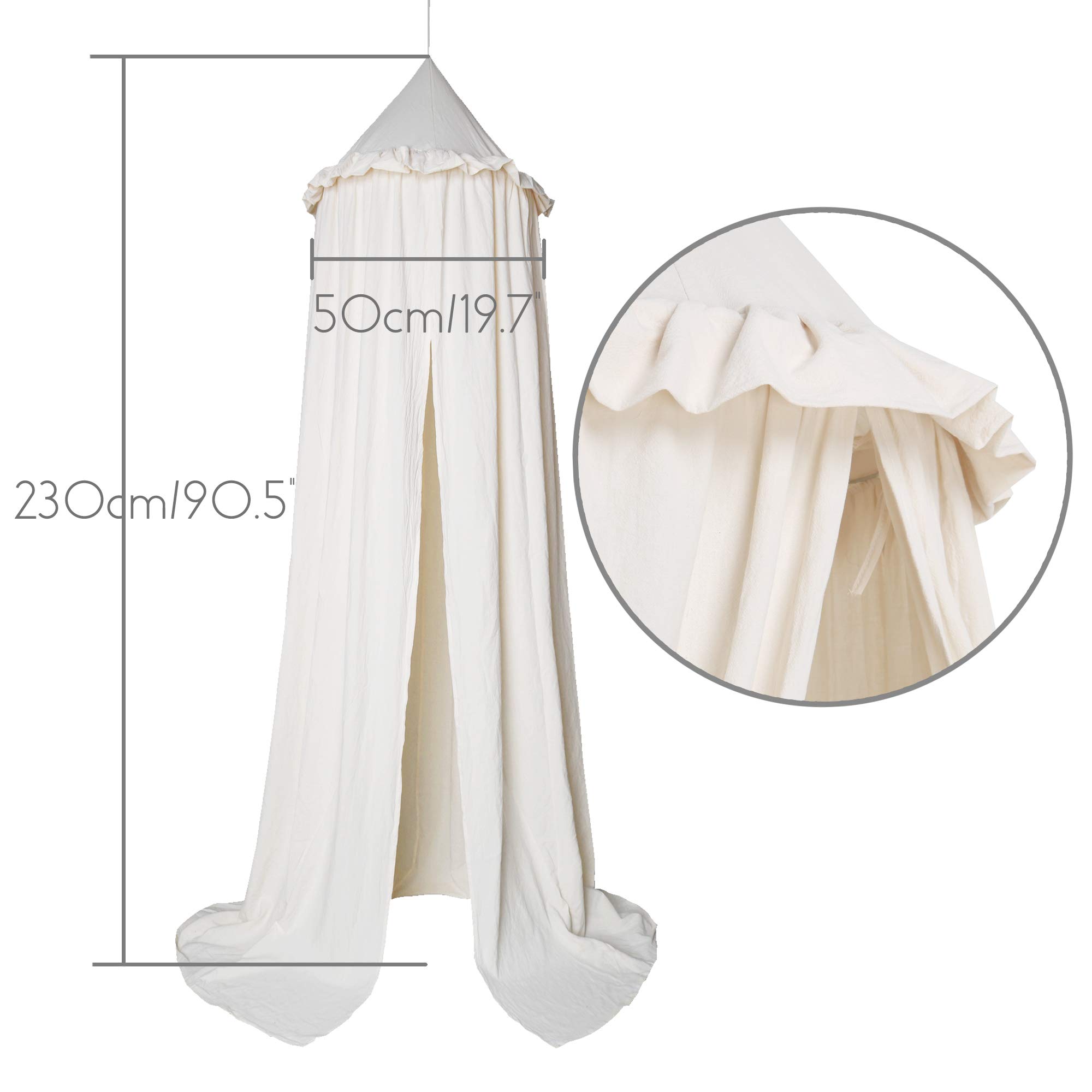 MAMERIA Kids Bed Canopy with Frills Cotton Cover Net for Crib Reading Nook Curtain Hideaway Hanging Round Tent Nursery Bedding Play Room Decor