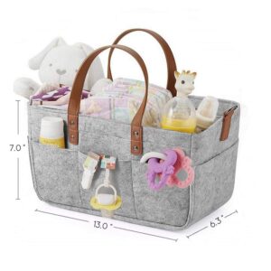 Baby Diaper Caddy Organizer, Portable Nappies Organizer Nursery Storage Basket, Diaper Bag Tote with Changeable Compartments, Baby Storage Basket for Car Travel, Diaper Storage Bin (S)