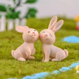 MAOMIA 7 Pcs Rabbit Figures for Kids, Animal Toys Set Cake Toppers, Rabbit Fairy Garden Miniature Figurines Collection Playset for Christmas Birthday Gift Desk Decoration