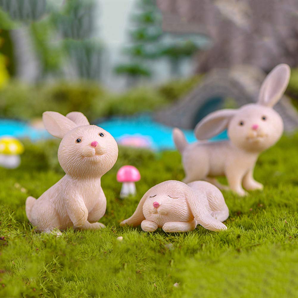 MAOMIA 7 Pcs Rabbit Figures for Kids, Animal Toys Set Cake Toppers, Rabbit Fairy Garden Miniature Figurines Collection Playset for Christmas Birthday Gift Desk Decoration