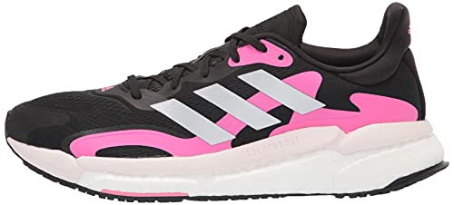 adidas womens Solar Boost 21 Running Shoes, Black/Screaming Pink/Halo Silver, 5.5 US