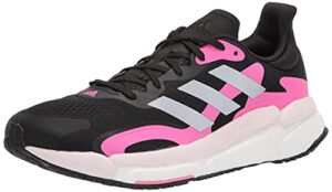 adidas womens solar boost 21 running shoes, black/screaming pink/halo silver, 5.5 us