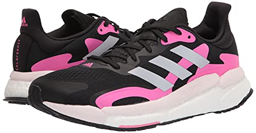 adidas womens Solar Boost 21 Running Shoes, Black/Screaming Pink/Halo Silver, 5.5 US