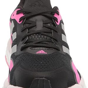 adidas womens Solar Boost 21 Running Shoes, Black/Screaming Pink/Halo Silver, 5.5 US