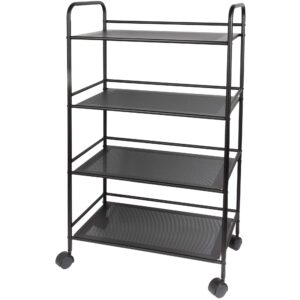 richards homewares durable metal multi-purpose rolling utility cart, 4-tier, black