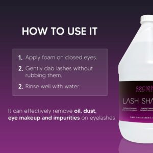 SecretsID Professional Lash Shampoo for Lash Extensions - Lash Shampoo Bulk 1 Gallon - Premium Lash Extension Shampoo & Lash Wash w/ 50 Lash Aftercare Cards