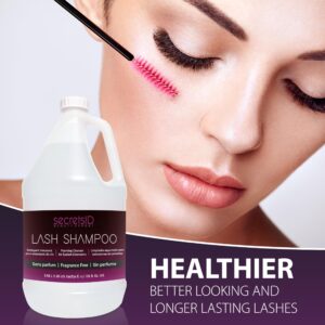 SecretsID Professional Lash Shampoo for Lash Extensions - Lash Shampoo Bulk 1 Gallon - Premium Lash Extension Shampoo & Lash Wash w/ 50 Lash Aftercare Cards